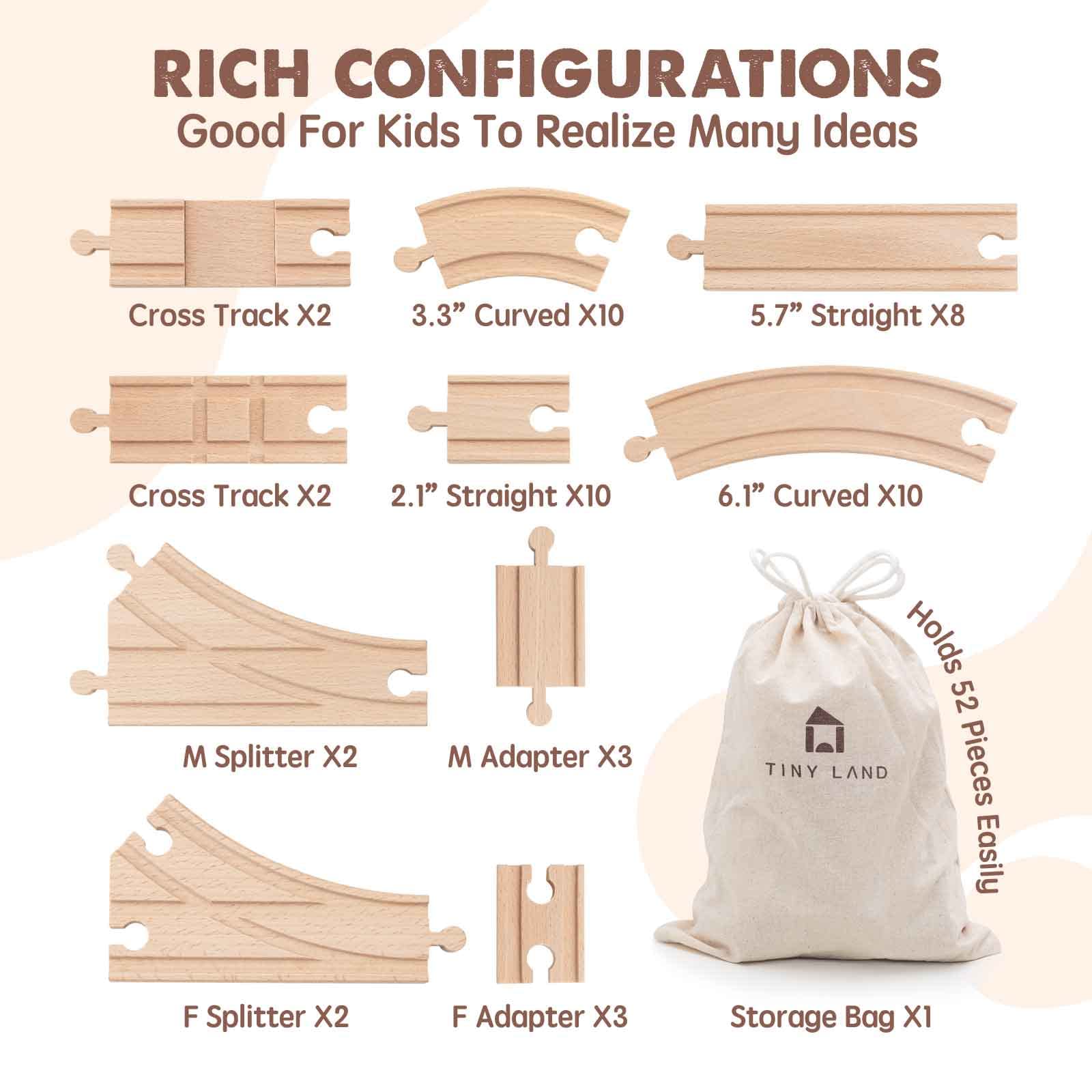55Pcs Crane Train Set Bundle with 52 Pcs Train Track Expansion - Gift Packed Toy Railway Kits-