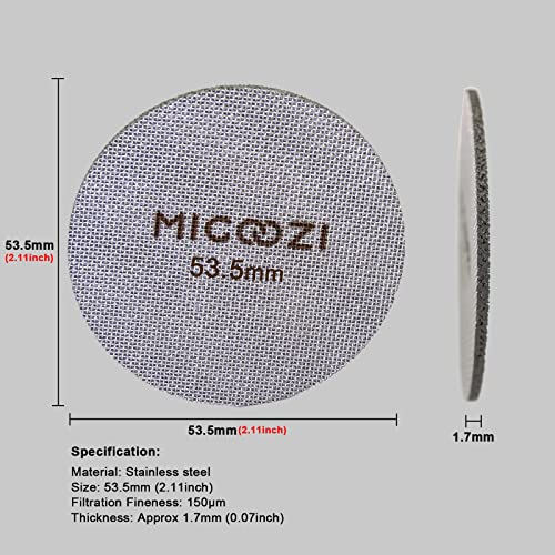 53.5mm Espresso Puck Screen, Reusable 1.7mm Thickness 100μm Stainless Steel Professional Barista Coffee Filter Mesh Plate for Espresso Portafilter Filter Basket (53.5mm)