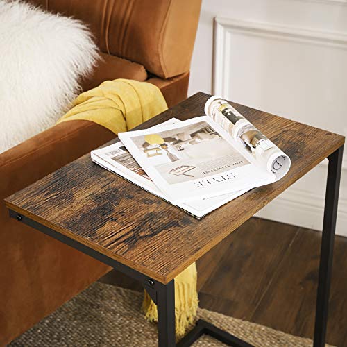 VASAGLE C Shaped End Sofa and Bed 21.7 Inches Side Table for Living Room, TV Tray, 13.8 x 21.7 x 26 Inches, Rustic Brown and Black