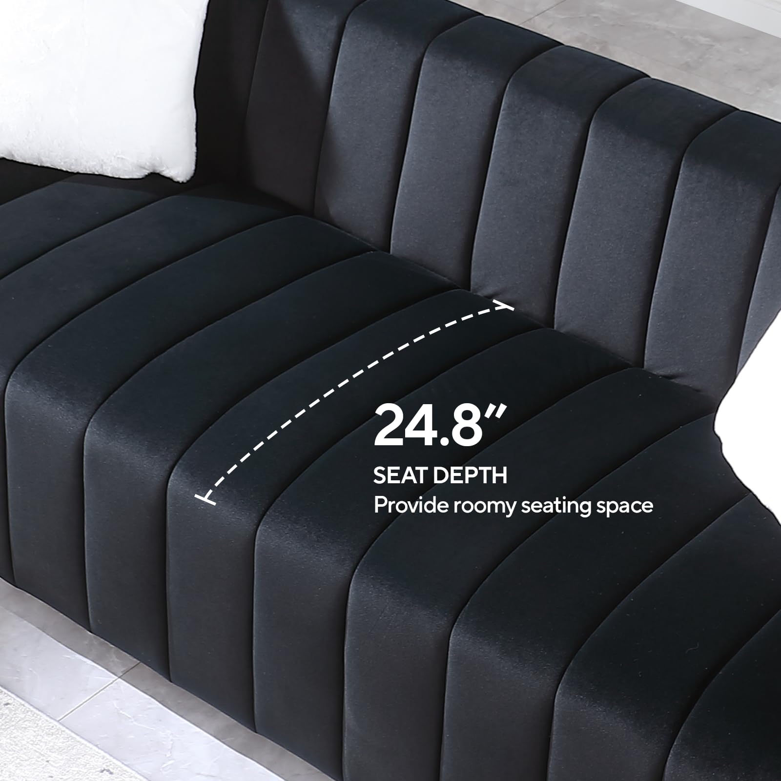 Alberobelo Velvet Couch with Extra Deep Seats, 3 Seater Sofa, Futon Couch, Sleeper Sofa, Office Couch, Mid Century Modern Couch for Living Room, Office, Bedroom