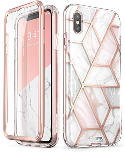 i-Blason Cosmo Full-Body Case for iPhone Xs/ iPhone X Case 2018 Release, Marble, 5.8"