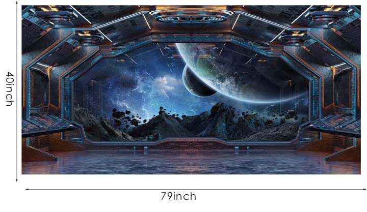 79x40 Inch Large Spaceship Wall Decal Outer Space Views from The Spaceship Removable Self-Adhesive Large Spaceship Wallpaper for Kids Bedroom Living Room Decor