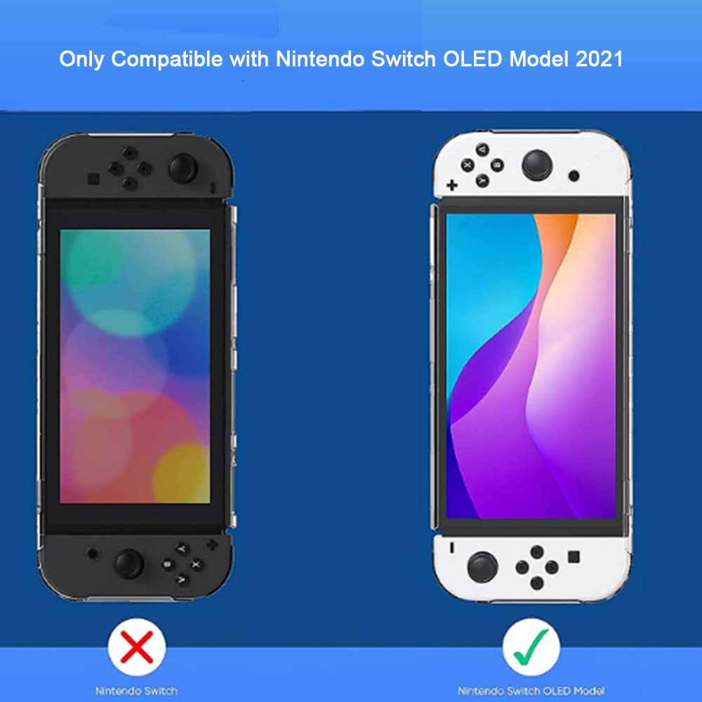 5 in 1 HD Clear Shock-Absorption and Anti-Scratch Design Protective Case Compatible with Nintendo Switch OLED Dockable Protective Case Cover Compatible with Nintendo Switch and Joy-Con Controller