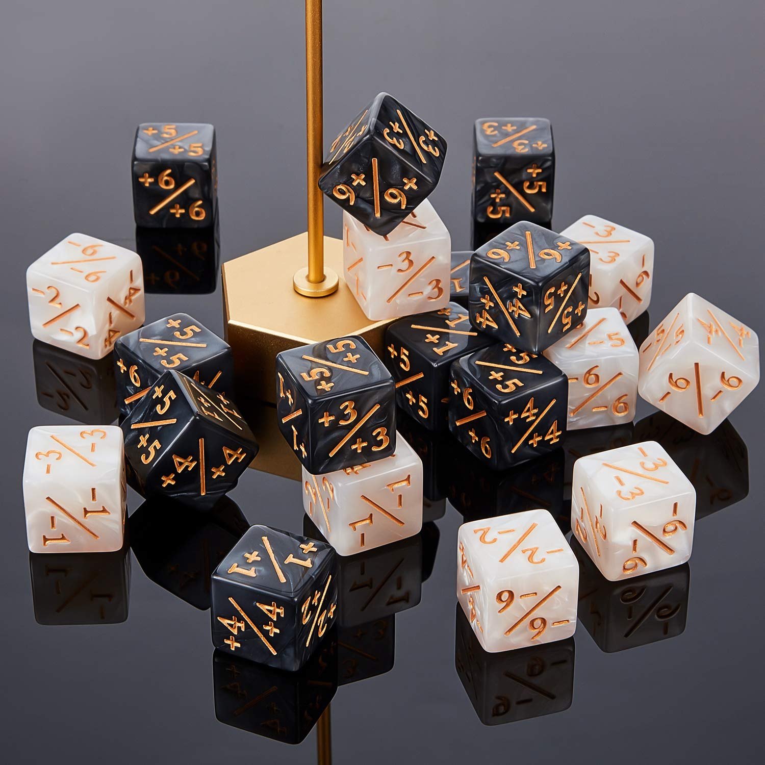 48 Pieces MTG Dice Counters Plus 1 Tokens Counter Marble D6 Bulk Dice Compatible with Magic The Gathering, Cards Gaming Accessories