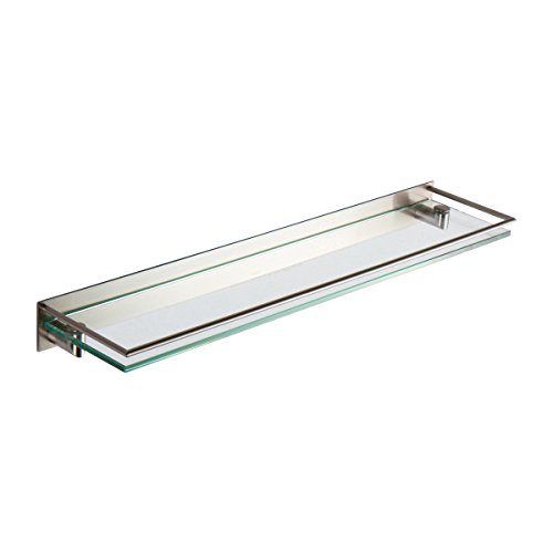 Ginger 2835T-24/SN Surface 24" Tempered Glass Bathroom Gallery Rail Shelf, Satin Nickel
