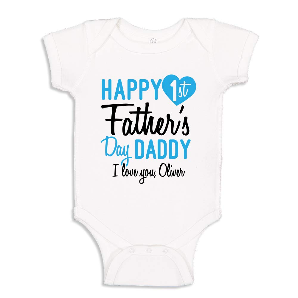 The Shirt Den Happy 1st Father's Day Baby Bodysuit Infant One Piece NB White