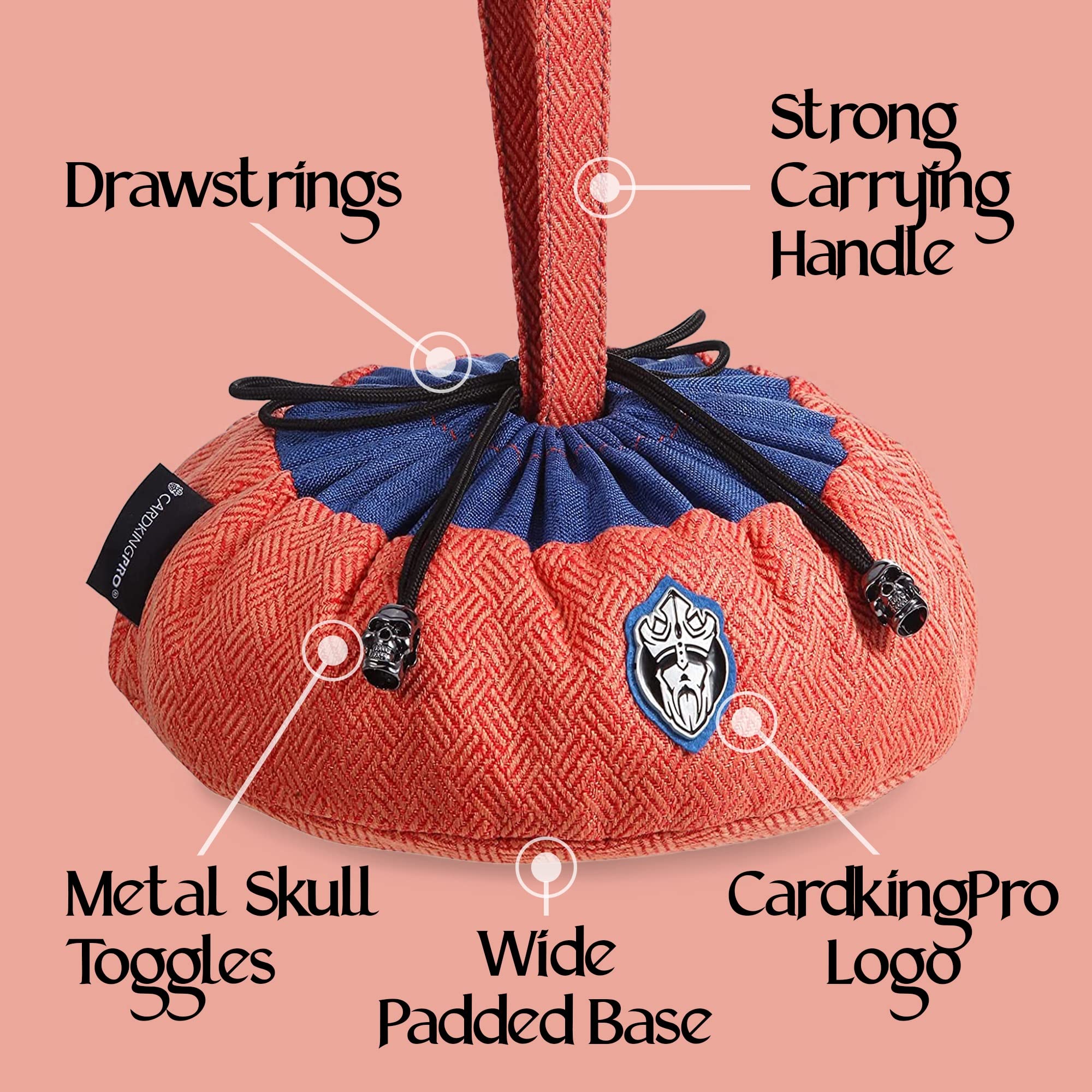 CardKingPro Monstrous - Dice Bag with 8 Pockets - Orange/Blue - Huge Capacity 500+ Dice - Great for Dice Hoarders