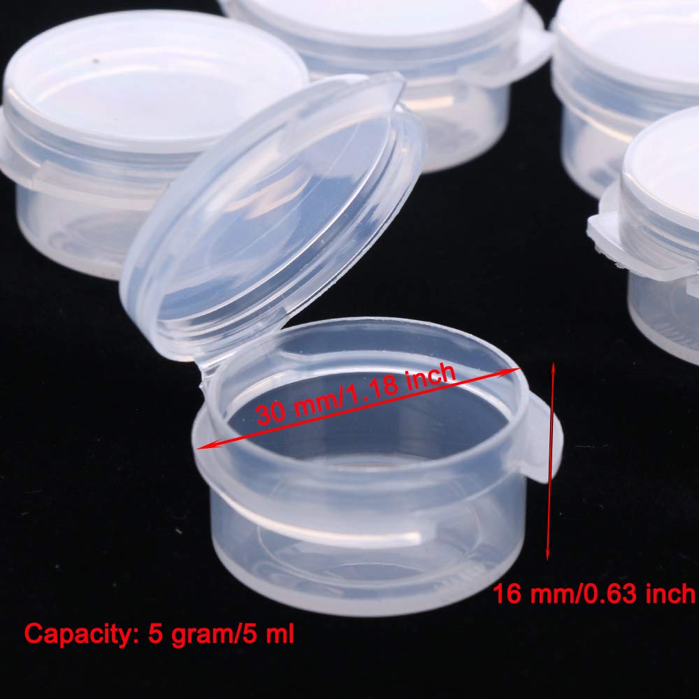 50 Pcs Plastic Cosmetic Jar 5g Empty Clear Case with Snap Lids Portable Mini Storage Box Makeup Jar Sample Bottle Sealing Pot Cosmetic Containers by EORTA for Sampling, Traveling, Mixing