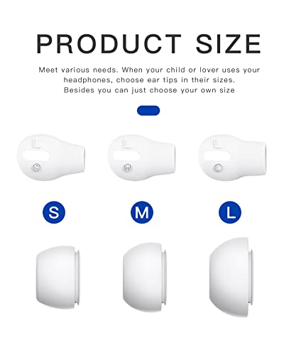 Brujula 3 Pairs AirPods Pro Ear Tips Ear Hooks Covers, Reduce Pain, Silicone Accessories, Anti-Slip Replacement Ear Tips, Fit in The Charging Case (S)