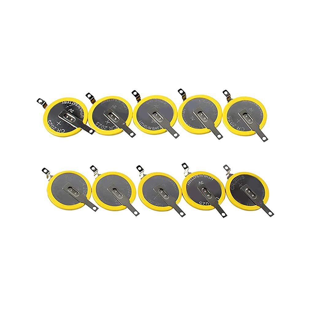 Tabbed CR2025 Batteries 10-pack, 2025 Battery Gameboy Cartridge Battery CR2025 Battery Tabs Solder, Color GBC CR2025 3v Lithium Battery, CR2025 Replacement Battery Gameboy Save Battery, Solder Tabs