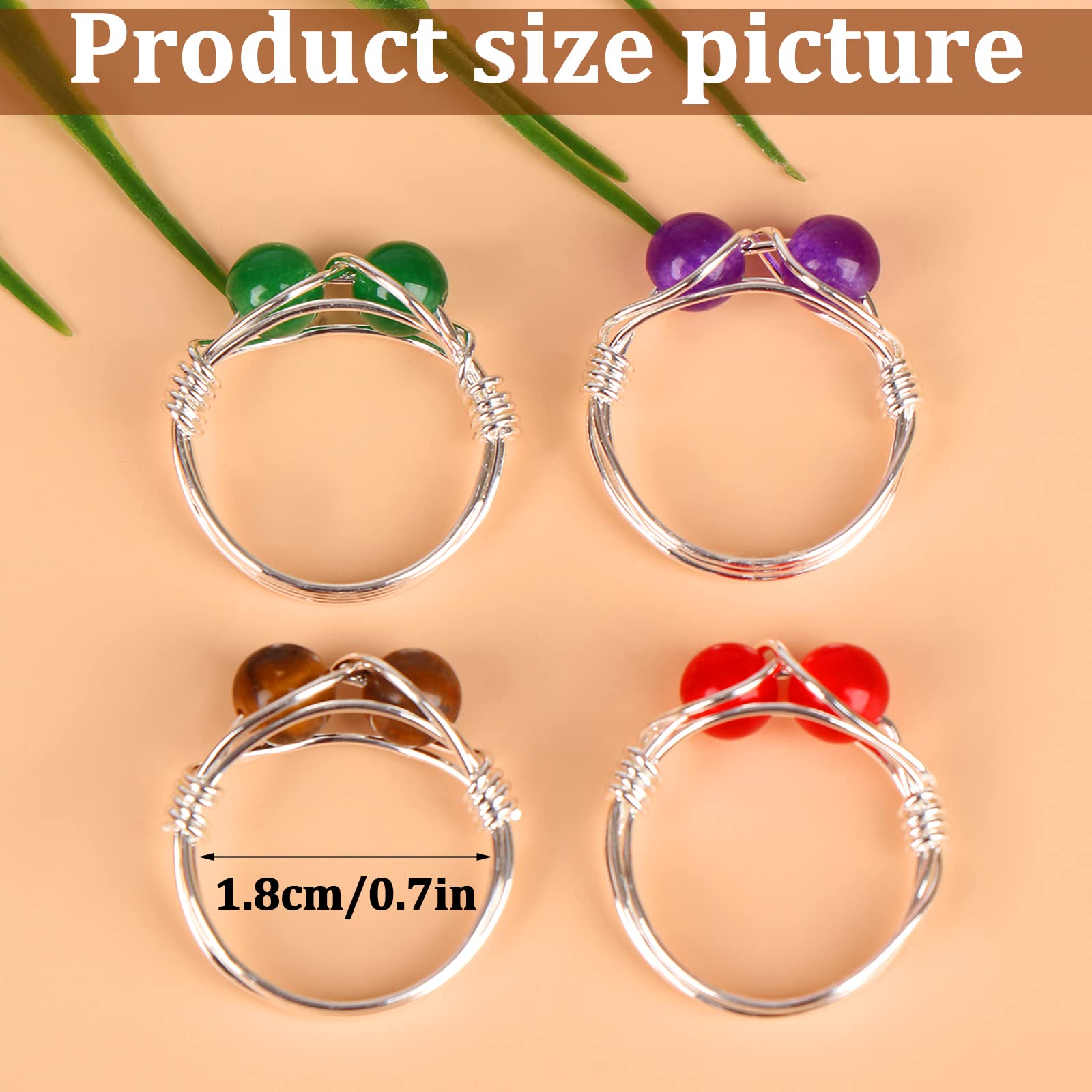 4 Pieces Carnelian Crystal Ring Healing Crystal Silver Rings Women Wire Wrapped Ring with Stones for Women Men Statement Stacking Band Ring Jewelry