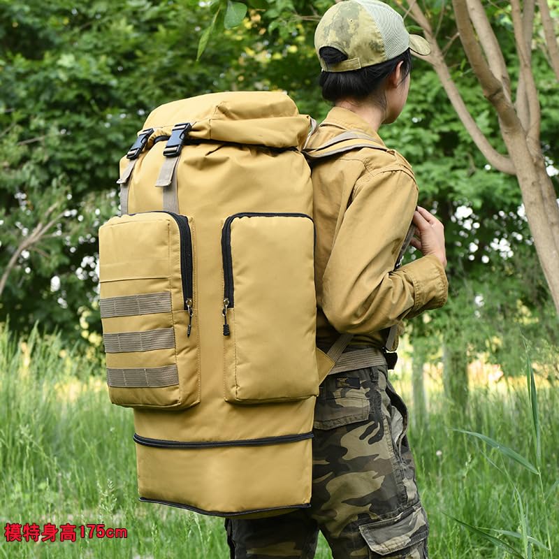 Aeseark Climbing Bags-70L Hiking Backpack Waterproof Military Camping Rucksack Traveling Bag Daypack (Black-70L)