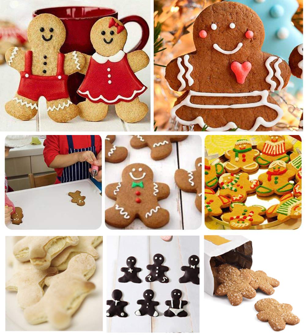 3 Piece Gingerbread Man Cookie Cutter Set, Christmas Shape Cookie Cutters Molds - 2.2 Inch, 3 Inch, 4.5 Inch