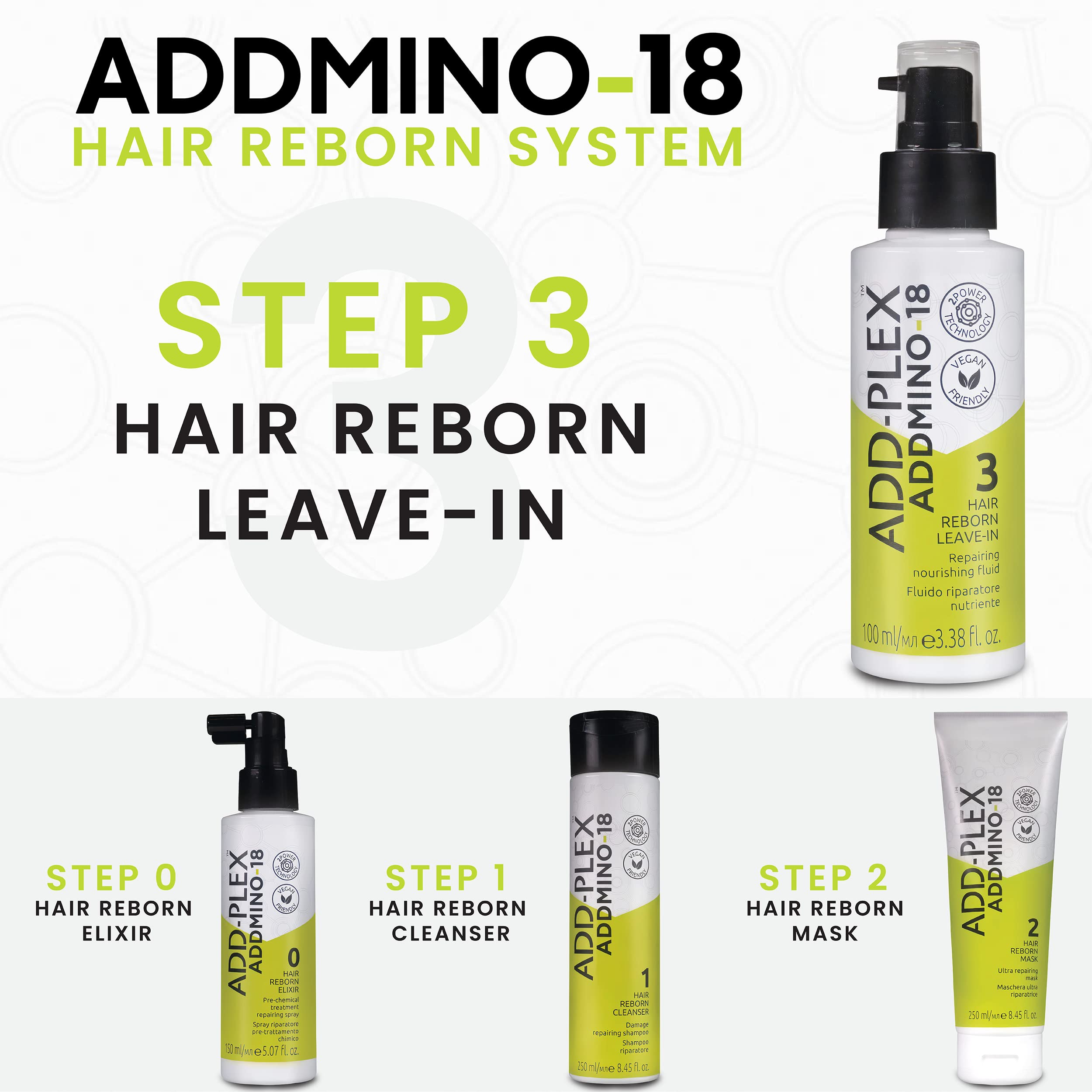 ADDMINO-18 Leave In Conditioner - Reborn Hair Conditioner with 18 Amino Acids - Deep Conditioner - 100 ml/3.38 fl. oz.