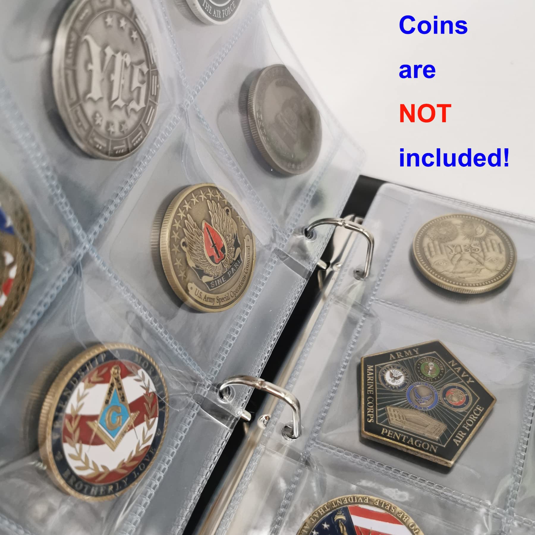 Challenge Coin Holder Collection Display Album Holds 120 Coins, Tokens, Stamps, Medallions, Badges