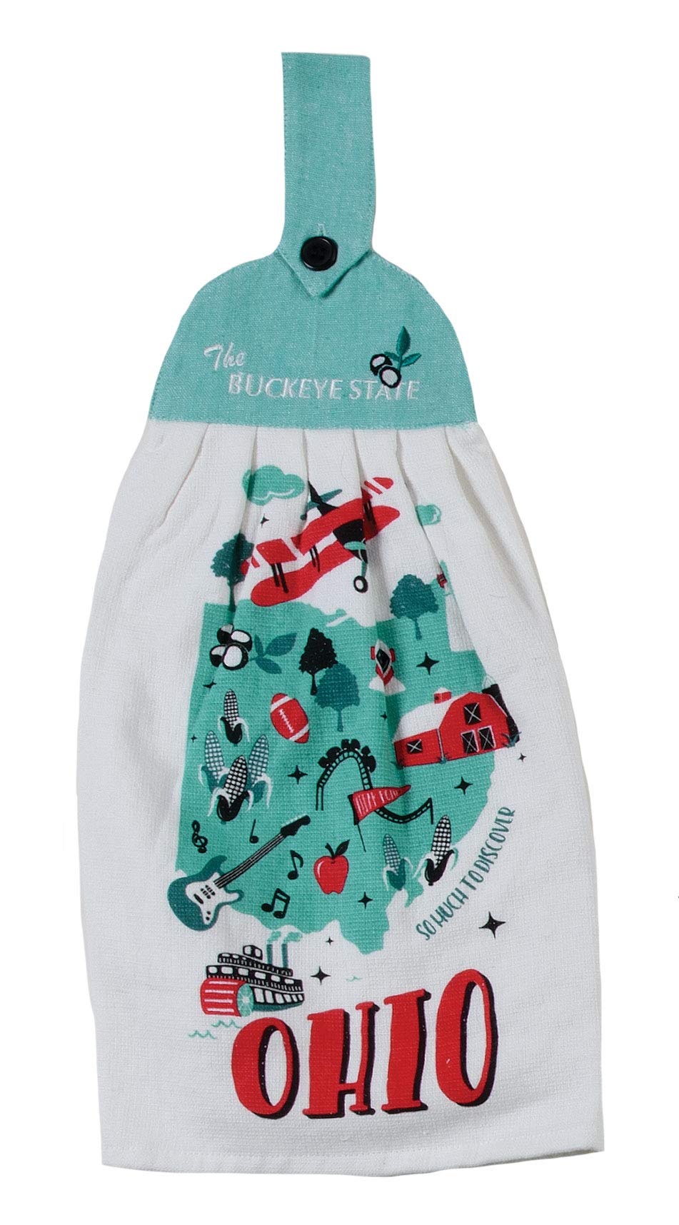 3 Piece State Of Ohio Retro Road Trip Decorative Kitchen Bundle, 2 Dish Towels and Pocket Mitt