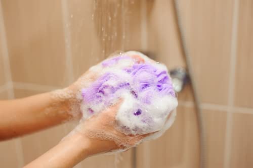 Pack of 5 Individually Wrapped Bath Shower Sponge Loofahs Mesh Pouf Ball Scrubber Assorted Colors (1)