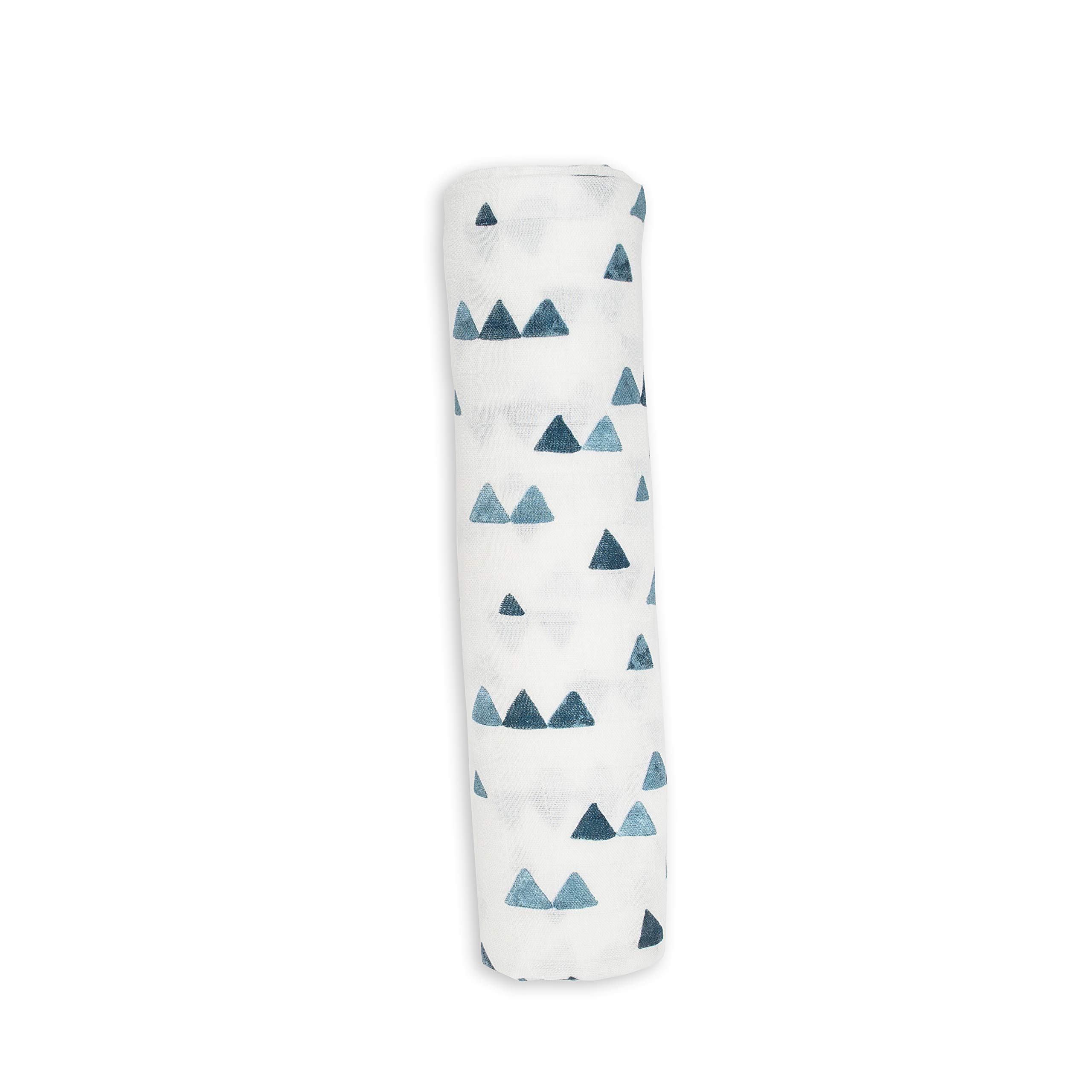 lulujo Baby Muslin Silky Soft Swaddling Blanket, Navy Triangles, 47 x 47-Inches