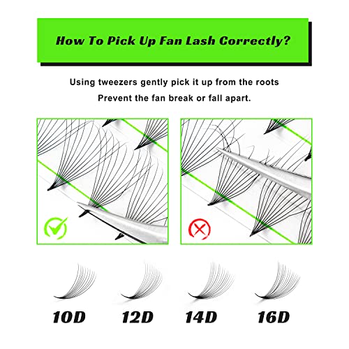 500 Premade Fans Eyelash Extensions 8-15mm Mixed Length Promade Lash Fans C/D Curl Premade Fans Pointed Thin Base Handmade Volume Premade Lash Extensions Fans(10D,0.07-D-8-15MM)
