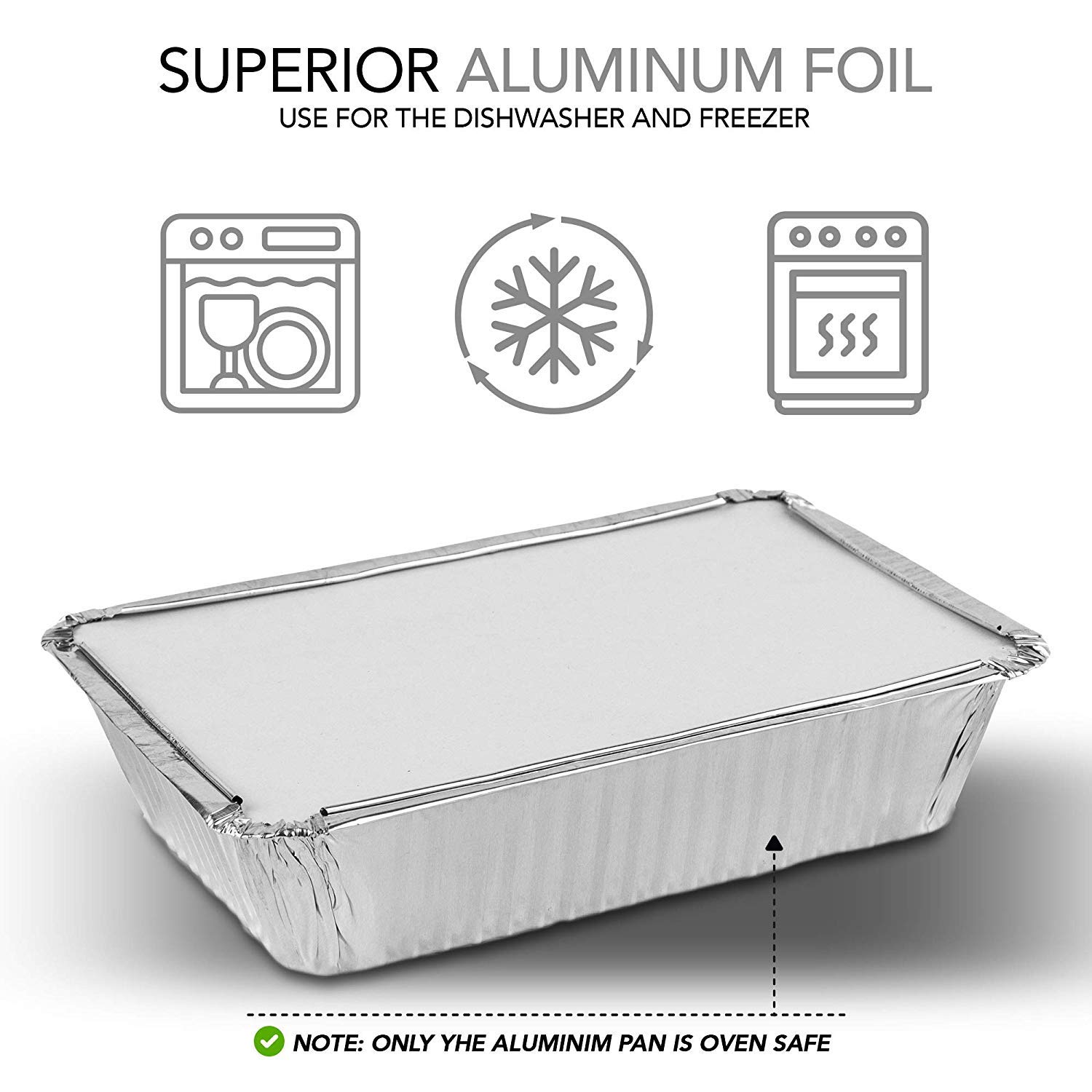 Aluminum Pans Take Out Containers with Lids (50 Pack) 2 Lb Disposable Aluminum Foil Oblong Pans with Cardboard Covers - To Go Food Storage Containers for Baking, Meal Prep, Takeout and Freezer