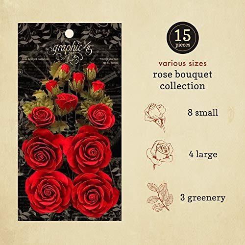 Graphic 45 Rose Bouquet CollectionâTriumphant Red Paper Flowers, Multi