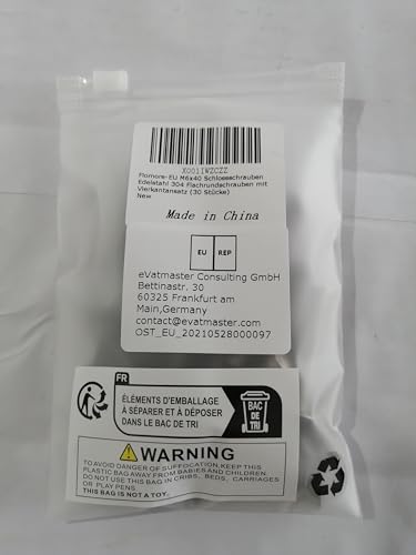 M6x40 Carriage Bolts 304 Stainless Steel Square Bolts (Pack of 30)