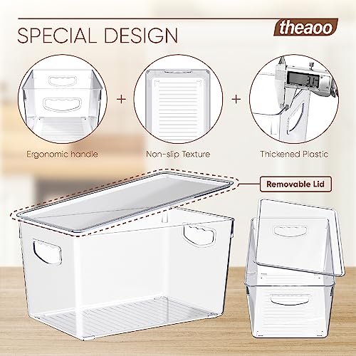 8 Pack Clear Storage Bins with Lids Stackable, Large Plastic Storage Bins with Handle for Pantry Organization and Storage, Perfect Containers for Fridge Organizer, Freezer, Kitchen, Cabinets, Bathroom