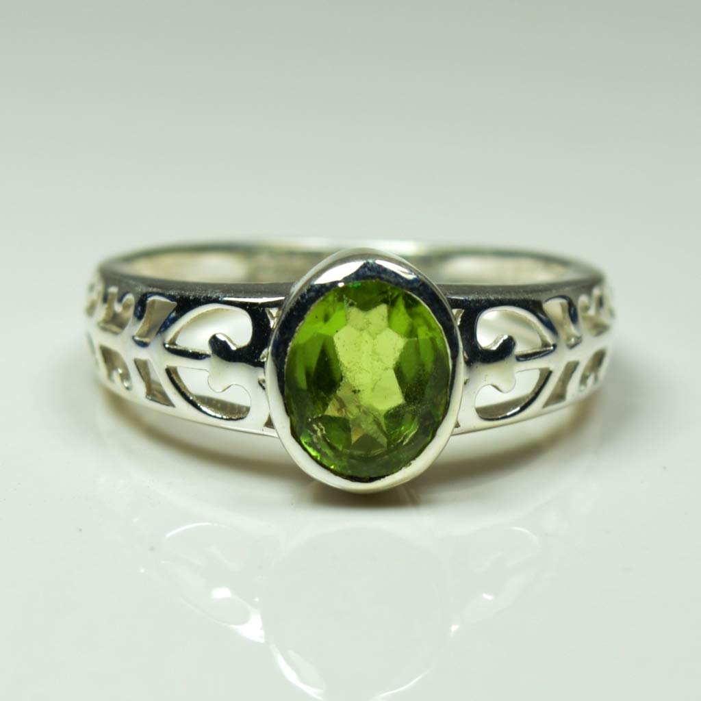 55Carat Natural Peridot Ring 925 Sterling Silver Oval Cut August Birthstone Bezel Style Jewelry Size 4-13