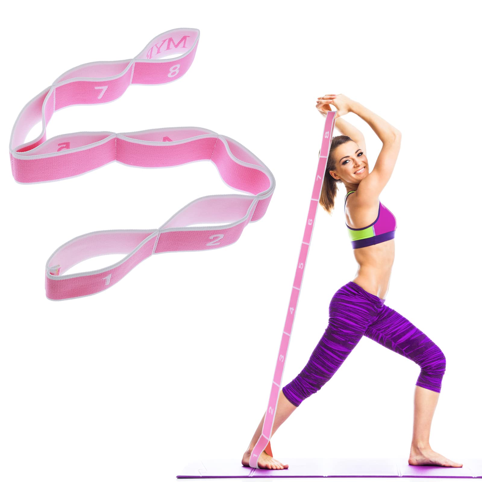 Abeillo Yoga Straps for Stretching Equipment, Elastic Stretching Strap with Loops, Stretch Band for Physical Therapy, Pilates, Yoga, Dance, Gymnastics Exercise and Flexibility