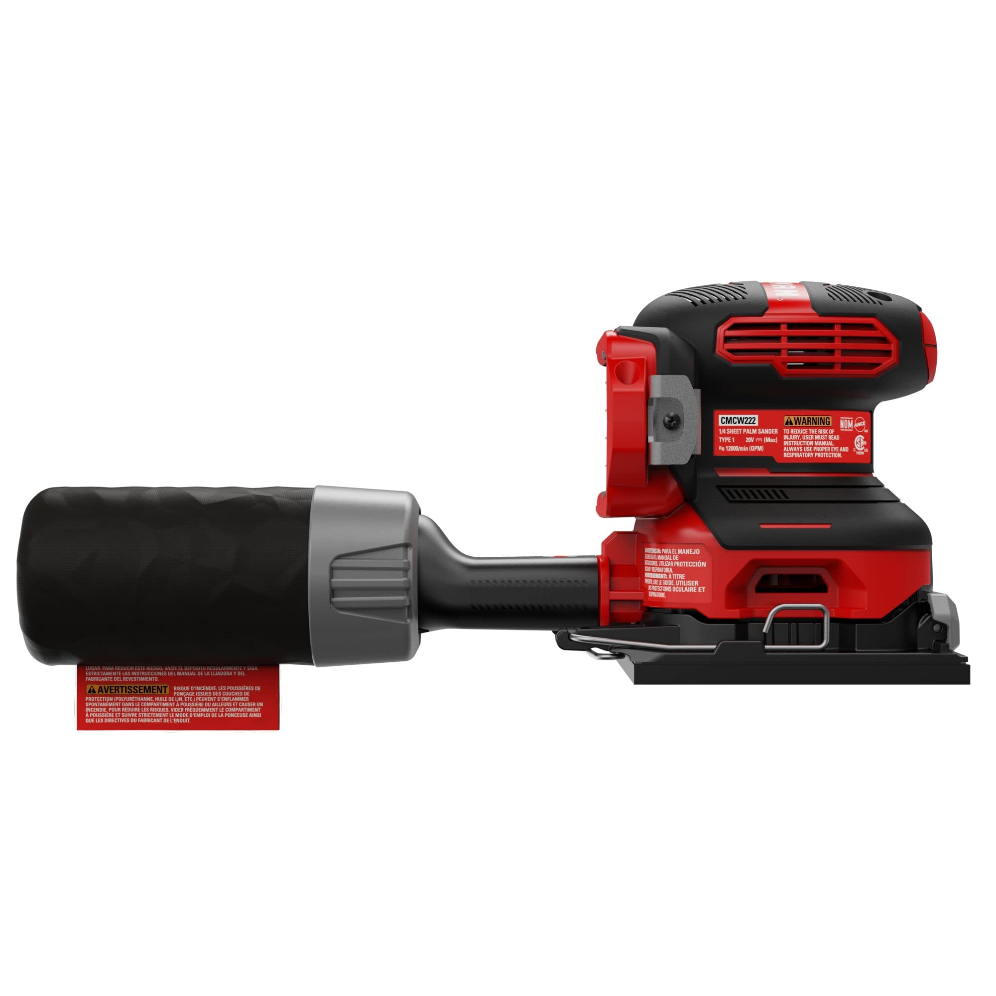 CRAFTSMAN V20 Sander, Cordless, 1/4 Sheet Sander, 9,000-12,000 OPM Bare Tool Only (CMCW222B)
