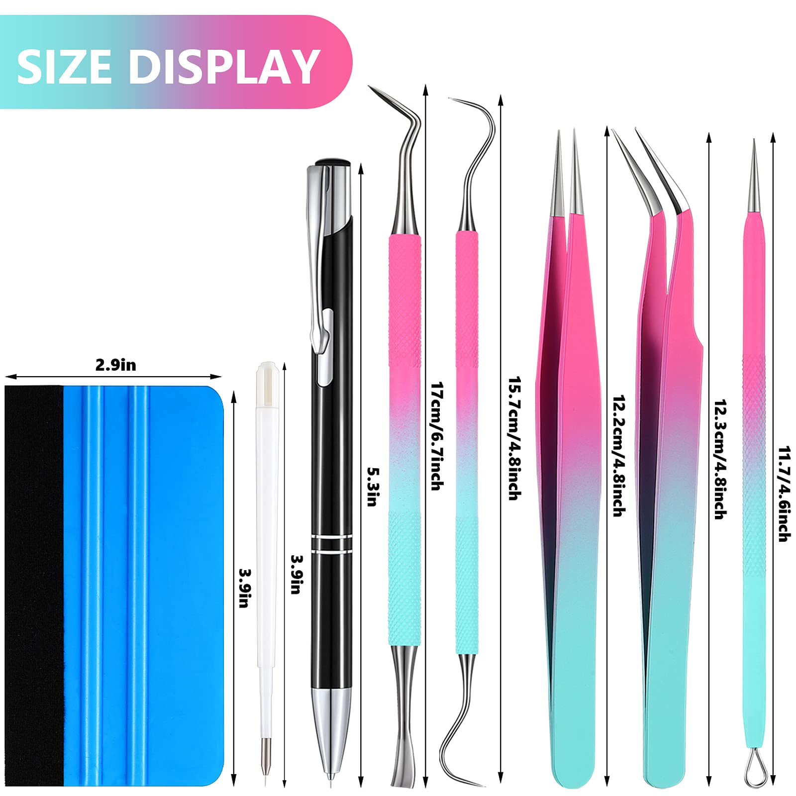 8 Pieces Weeding Silhouette Tools Kit, Craft Vinyl Weeding Tools Lettering Vinyl Tool Kit Stainless Steel Silhouette Accessories Craft Knife Ruler Vinyl Scraper for Vinyl Crafts DIY Paper Cameo