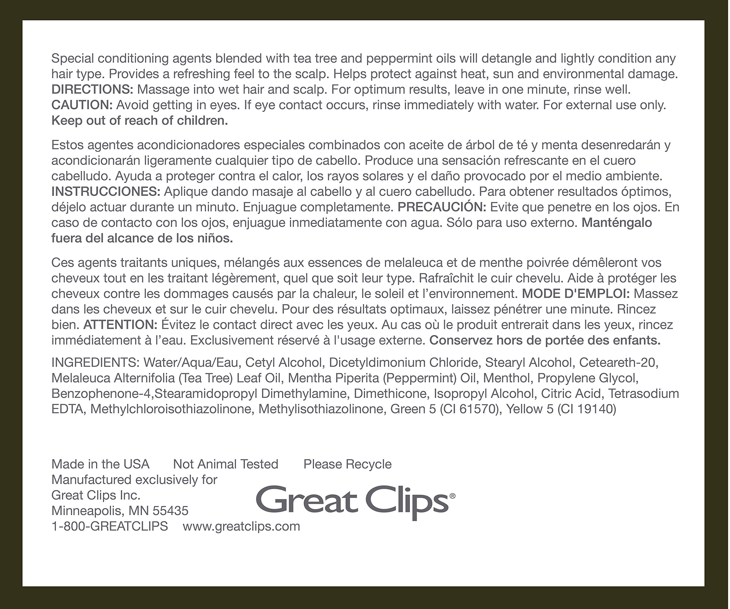 GREAT CLIPS Solutions Tea Tree Conditioner 12 fl oz | Tea Tree and Peppermint Oils | Detangle and Condition | For All Hair Types