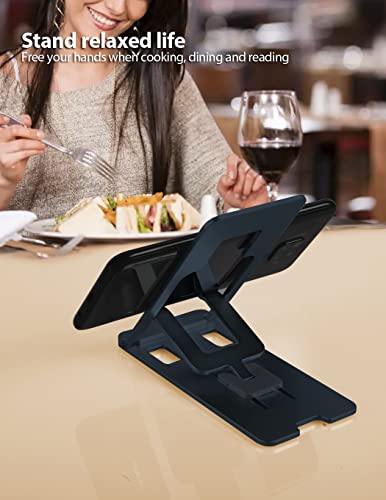 Cell Phone Stand, Portable Aluminum Phone Holder, Adjustable Phone Dock Cradle, Compatible with iPhone 13/12/11 Pro Max, Samsung Galaxy, Small Tablets(Black)