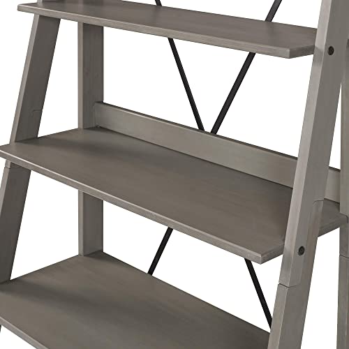 Walker Edison X Back Modern Farmhouse Wood Bookcase Bookshelf Home Office Living Room Storage, 4 Shelves, Grey
