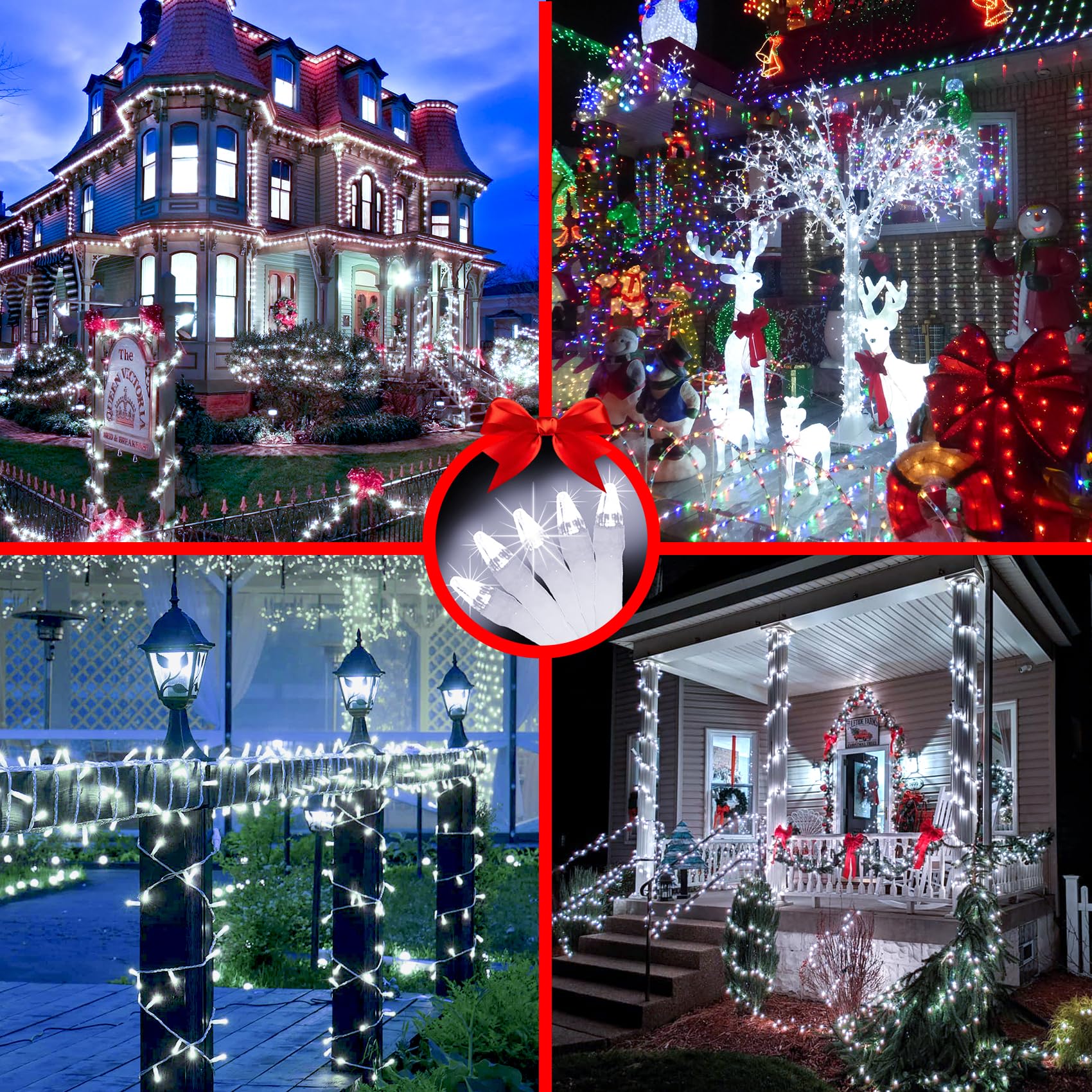 509FT Christmas Lights Outdoor 1350 LED Christmas Tree Decorations Lights with 8 Modes & Timer Memory, Plug In Clear Wire Waterproof LED Xmas Lights for Yard Trees Wedding Party Holiday (Cool White)