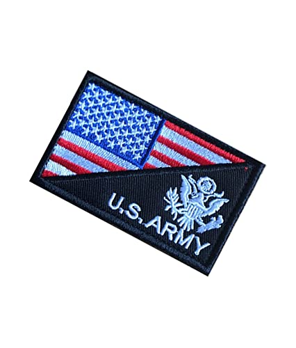 American Flag and Army Veteran US Armed Forces Patch Hook and Loop Tactical Morale Applique Fastener Military Embroidered Patch 2Pcs