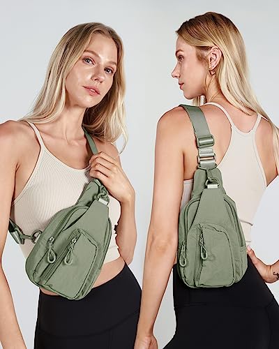ASLABCREW Sling Bag with Adjustable Strap, Crossbody Daypack Chest Bag Small Backpack for Hiking Traveling, Sage Grey
