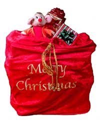 ARAD Large Velvet Embroidered Merry Christmas Santa Present Sack