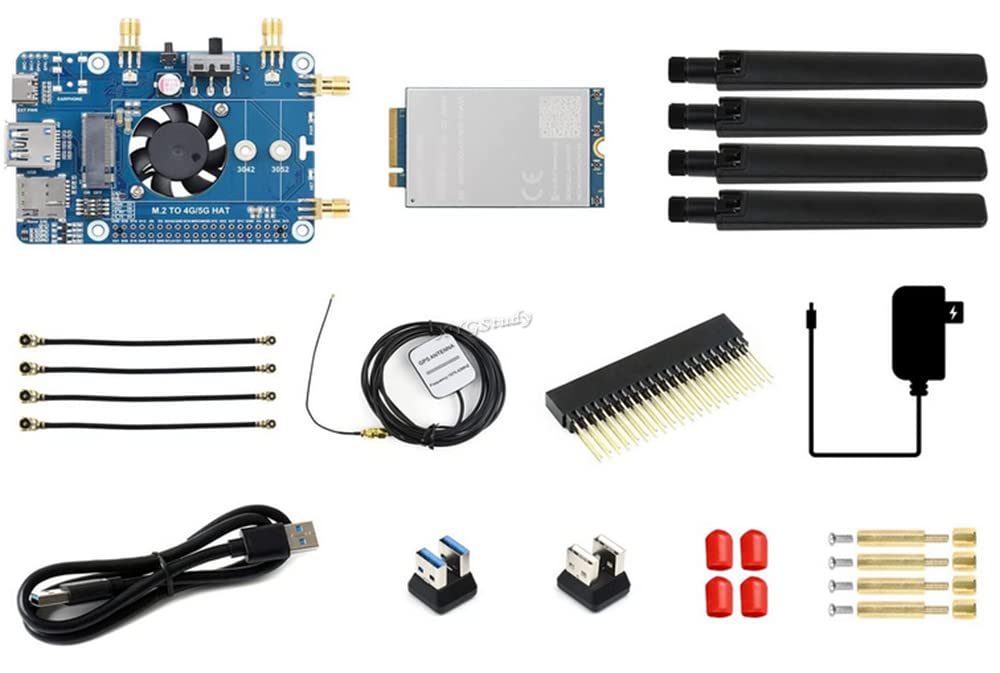 5G/4G/3G RM502Q-AE 5G HAT for Raspberry Pi with Quad Antennas LTE-A and Multi Band @XYGStudy (RM502Q-AE 5G HAT)