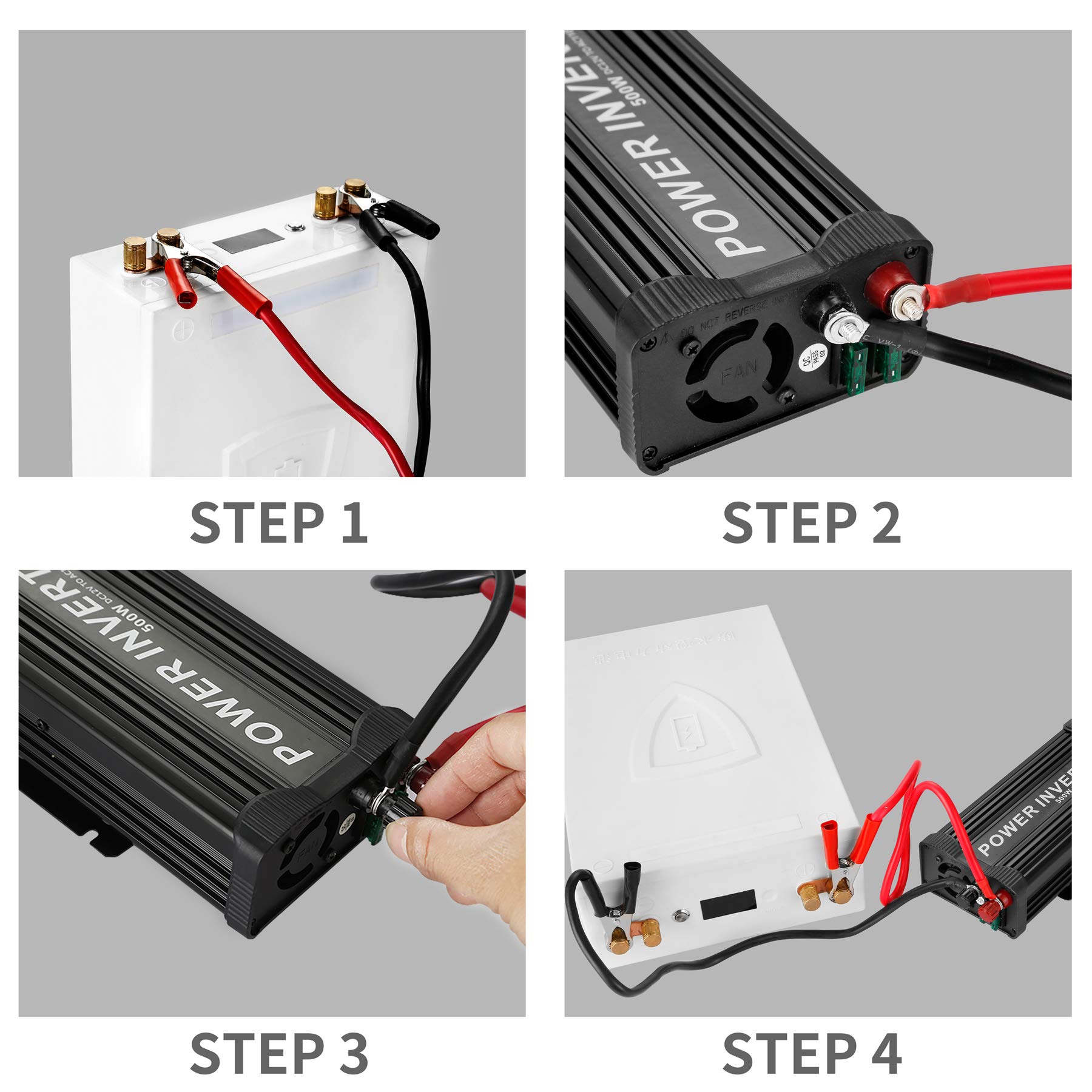 500W Power Inverter DC 12V to AC 110V Converter with 2.1A Dual USB Fast Charging Ports,Car Outlet Adapter Charger Plug Converter with Cigarette Lighter,Alligator Battery Clamp