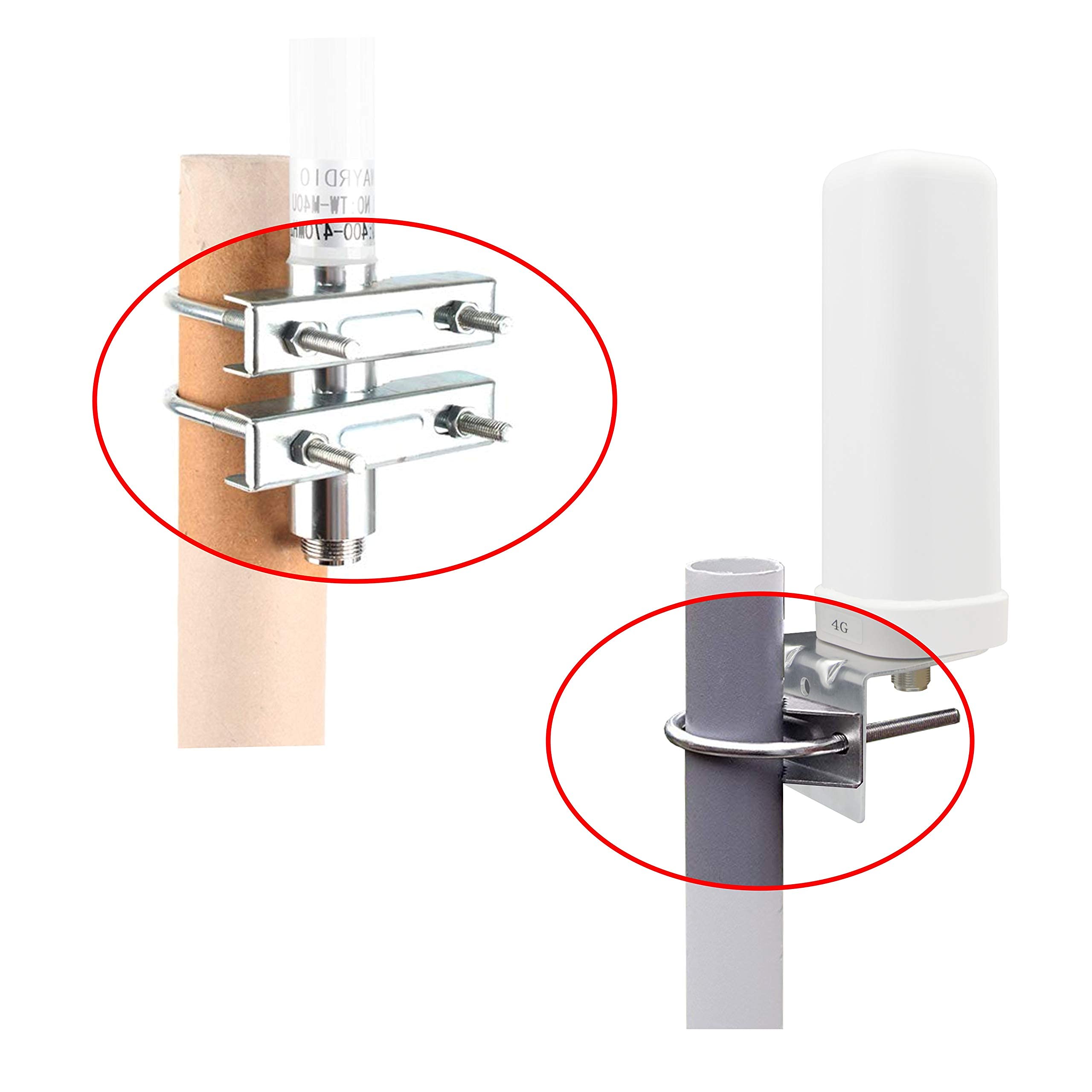 Chaowei 2 pcs Outdoor WiFi Antenna Mounting Bracket with U-Bolt - Magnetic Stainless Steel Hardware for 4G LTE, Ham Radio, and TV Antennas