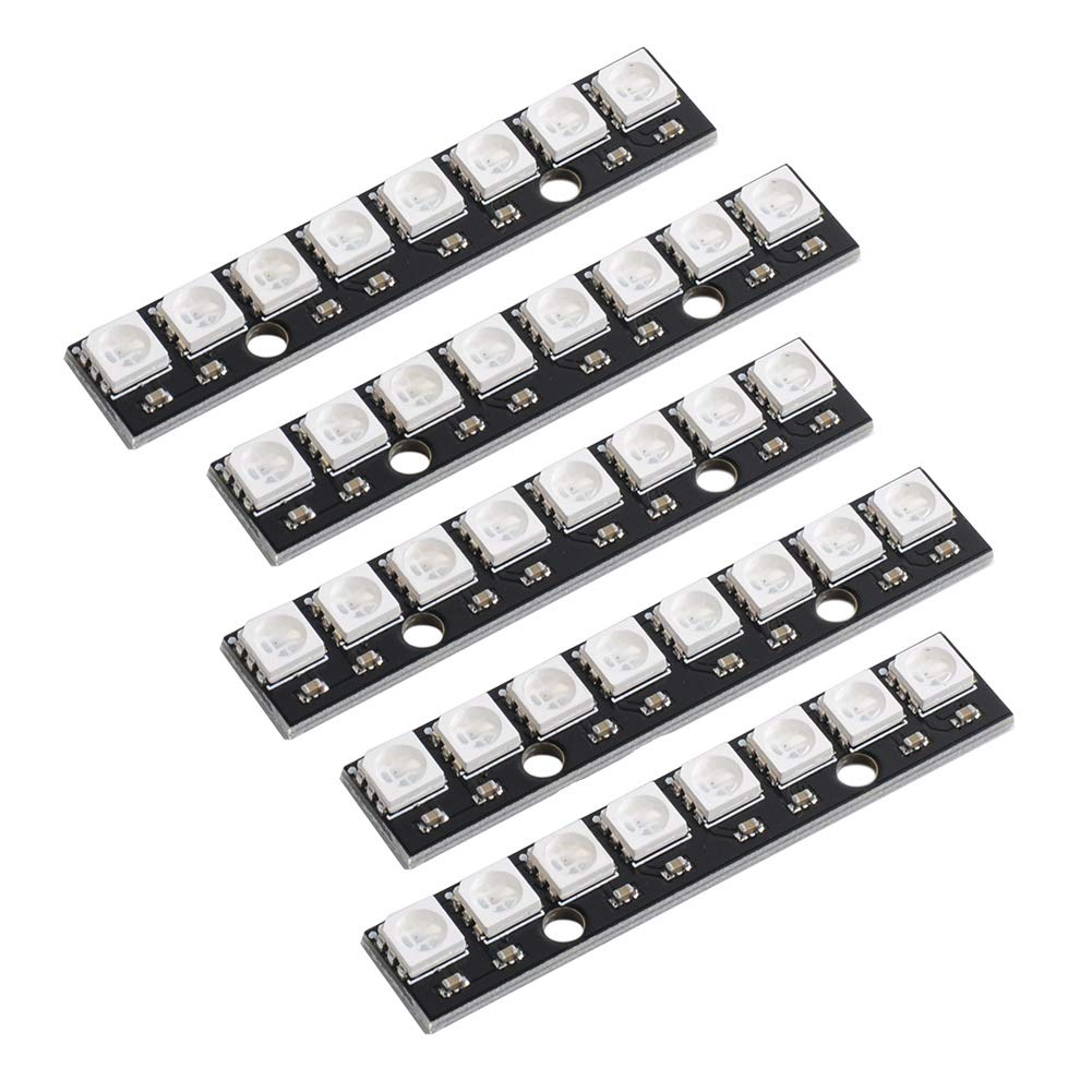 Sparkleiot 8 Bits WS2812 RGB LED Stick 8 X WS2812B 5050 Full Color RGB LED Module Built-in Drivers for Arduino Raspberry Pi ESP32 Shopping Mall Home Decoration Lighting Pack of 5pcs