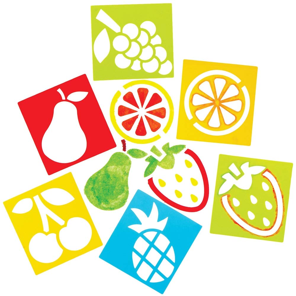 Baker Ross AT749 Fruit Stencils - Pack of 8, for Kids Arts and Crafts Projects, Painting and Creating