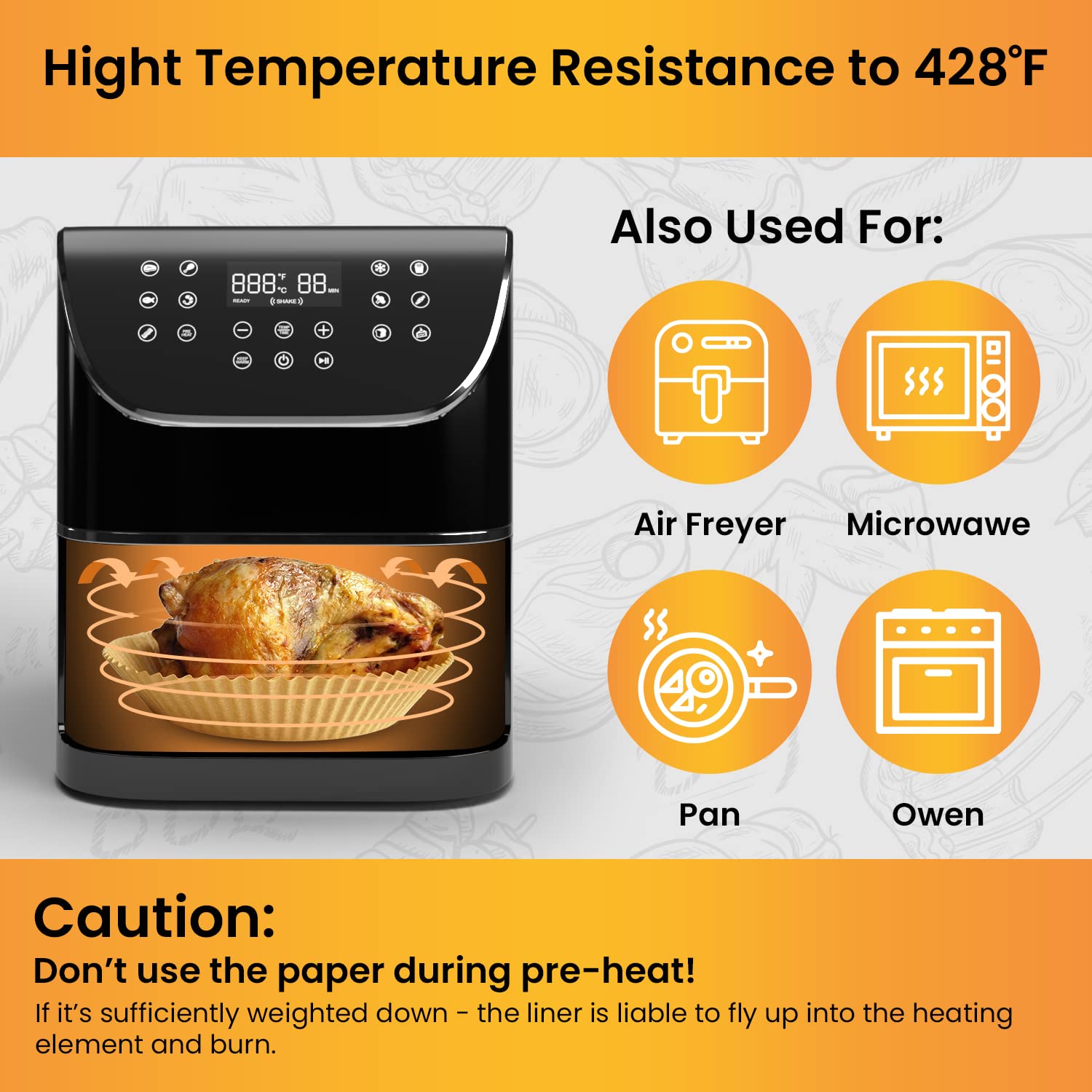 Air Fryer Disposable Paper Liners, 100 Pcs - 6.3 in’ Non Stick Baking and Parchment Paper Sheets -Oil&Water Proof-Airfryer Parchment Liners-for Baking, Roasting and Frying-Cooking,Kitchen Accessories