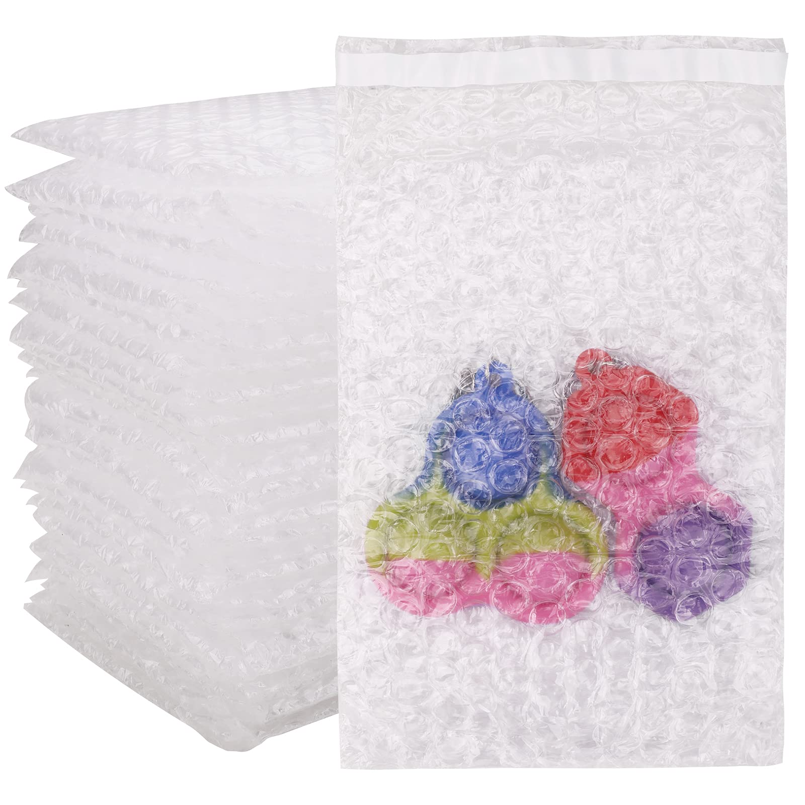 50Pcs Bubble Out Bags Pouches 5.12" x 7.10" Self-Seal Clear Bubble Pouch Bags, Double Walled Bubble Cushioning Bags, Protective Wrap Cushioning Pouches for Shipping, Packing, Moving