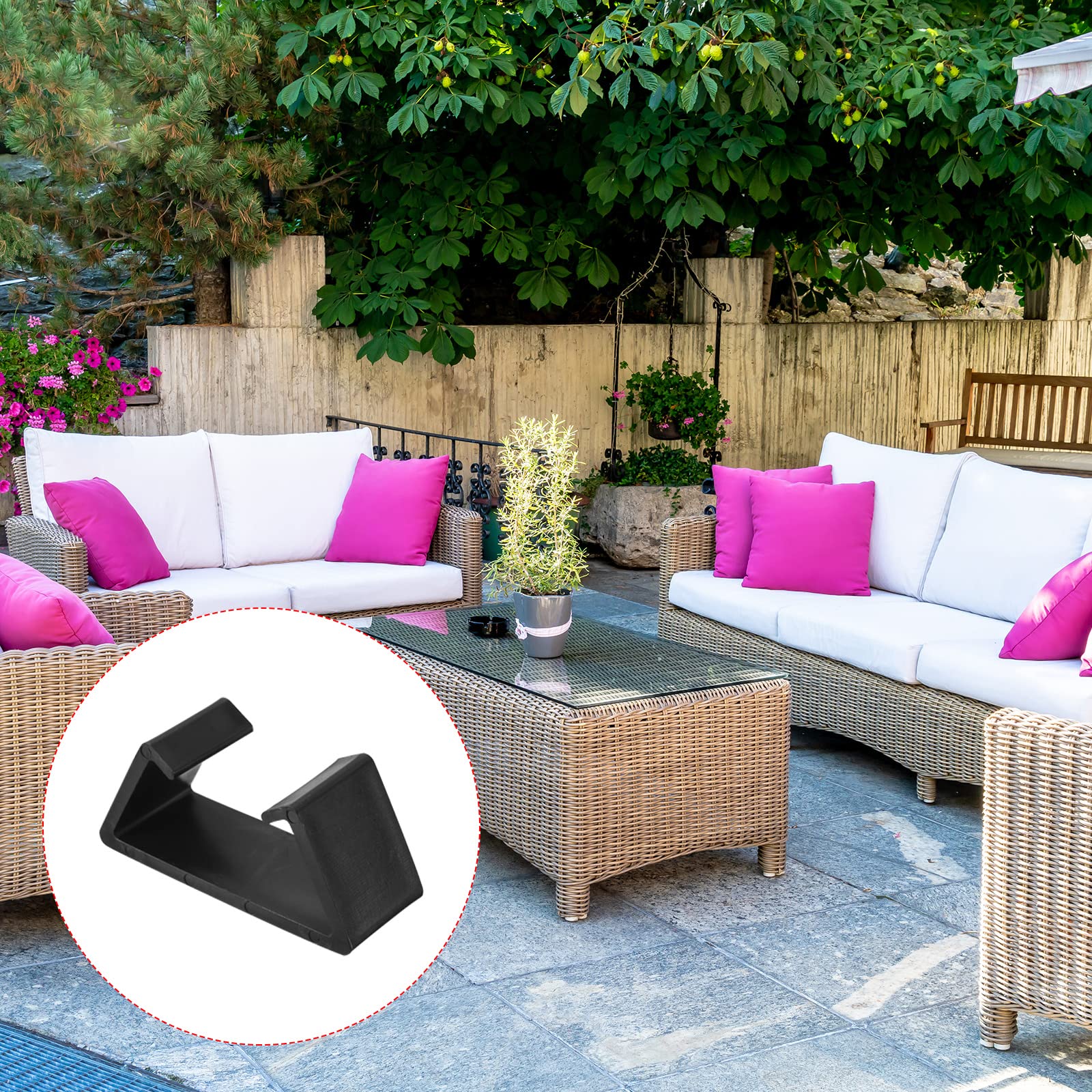PATIKIL Patio Furniture Clips, 16 Pack Sofa Clamps Fixed Buckle Wicker Rattan Chair Fasteners for Outdoor, Black