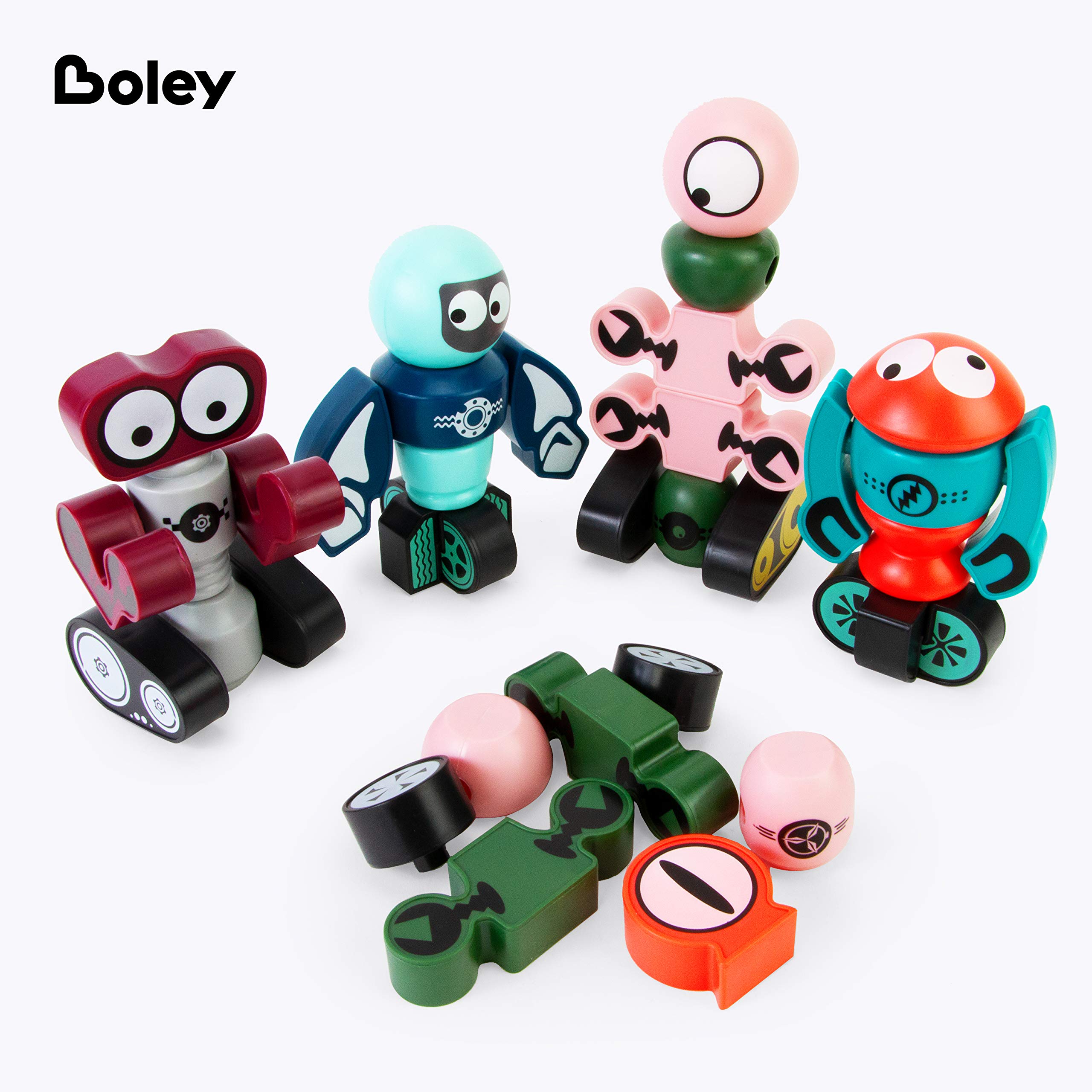 Boley Magnetic Robot Set - 35 Piece STEM Educational Magnet Building Toys for Kids - Creative Robot Construction Kit with Strong Magnets and Storage Box for Boys and Girls Ages 3 and Up