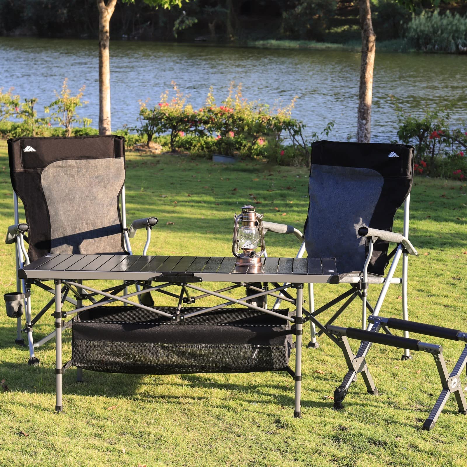 Ablazer 2 Pack Camping Chairs for Adults, Portable Hunting Chair Supports 350lbs, Oversized Heavy Duty Folding Chair for Camping Padded Seat Outdoor Lawn Folding Chair with Side Pockets
