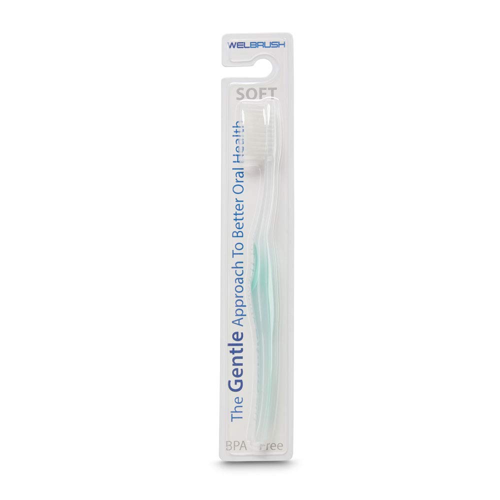WELdental Welbrush Soft Flossing Sensitive Toothbrushes (Seafoam, 4-Pack)