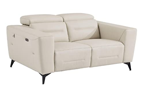 Blackjack Furniture Ferrara Power Reclining Sofa Loveseat with USB Ports to Charge Devices, Adjustable Multi-Position Headrests, Wall Hugger Design, 64.3" W, Beige